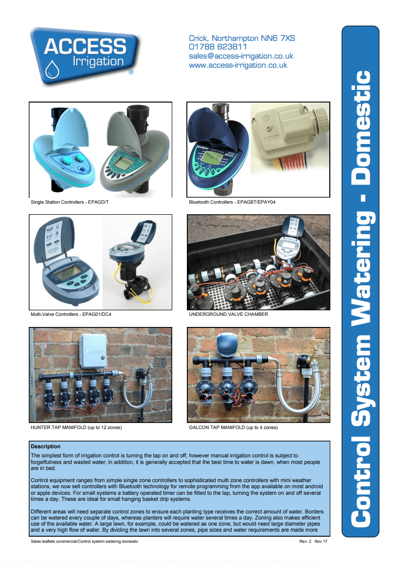 Garden Watering Control - Control System Domestic - Access Irrigation